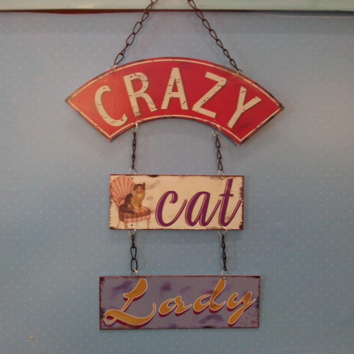 "Crazy cat lady" metal hanging sign • Natural Inspirations